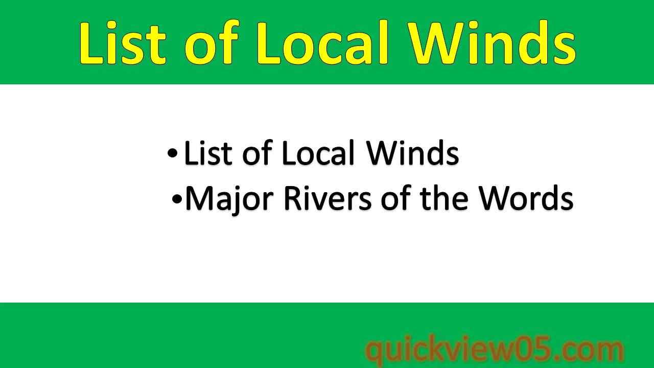 List of Local Winds - स्थानीय हवाओं की सूची - Quickview05.com